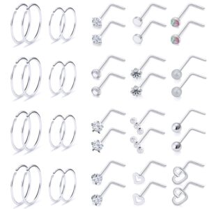 xwnskvvz 20g nose rings hoops for women stainless steel nose stud l shaped nose rings studs nose piercing jewelry set