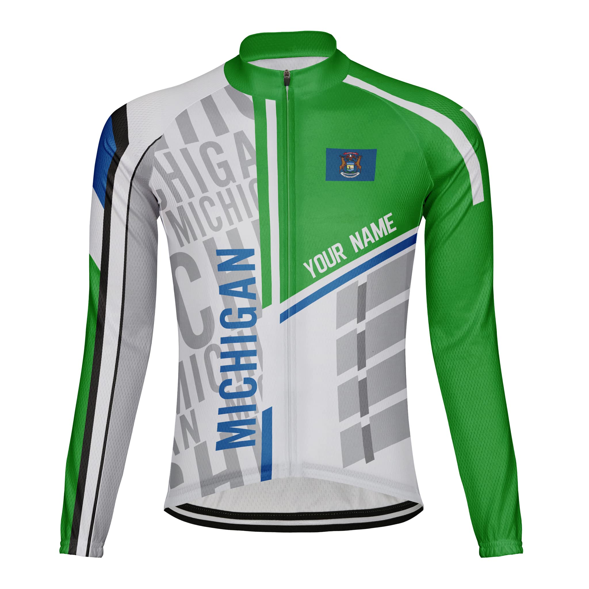 Custom Michigan Winter Thermal Fleece Men's Cycling Jersey Long Sleeve (ML100025-1, XL)