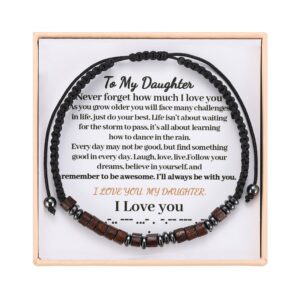 to my son - i love you morse code bracelet, adjustable inspirational beaded morse code bracelets, personalized men bracelet, back to school bracelet, first day of school bracelet gift for son, wood