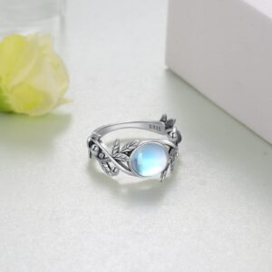 SCZKLAQ Moonstone Leaf Rings for Women 925 Sterling Silver Moonstone Ring Jewelry Gifts for Women (7)