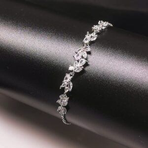 KJDYQ Wedding Gift for Bridesmaid Tiny Zirconia Leaf Bracelet Thank You Gift for Bridesmaid from Bride Tennis Bracelet for Women Prom