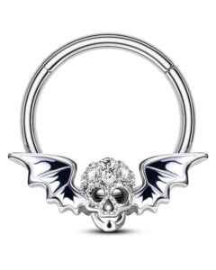 cocharm skeleton wing 16 gauge septum ring skull daith earrings surgical steel septum rings dainty septum nose rings 10mm conch hoop earring