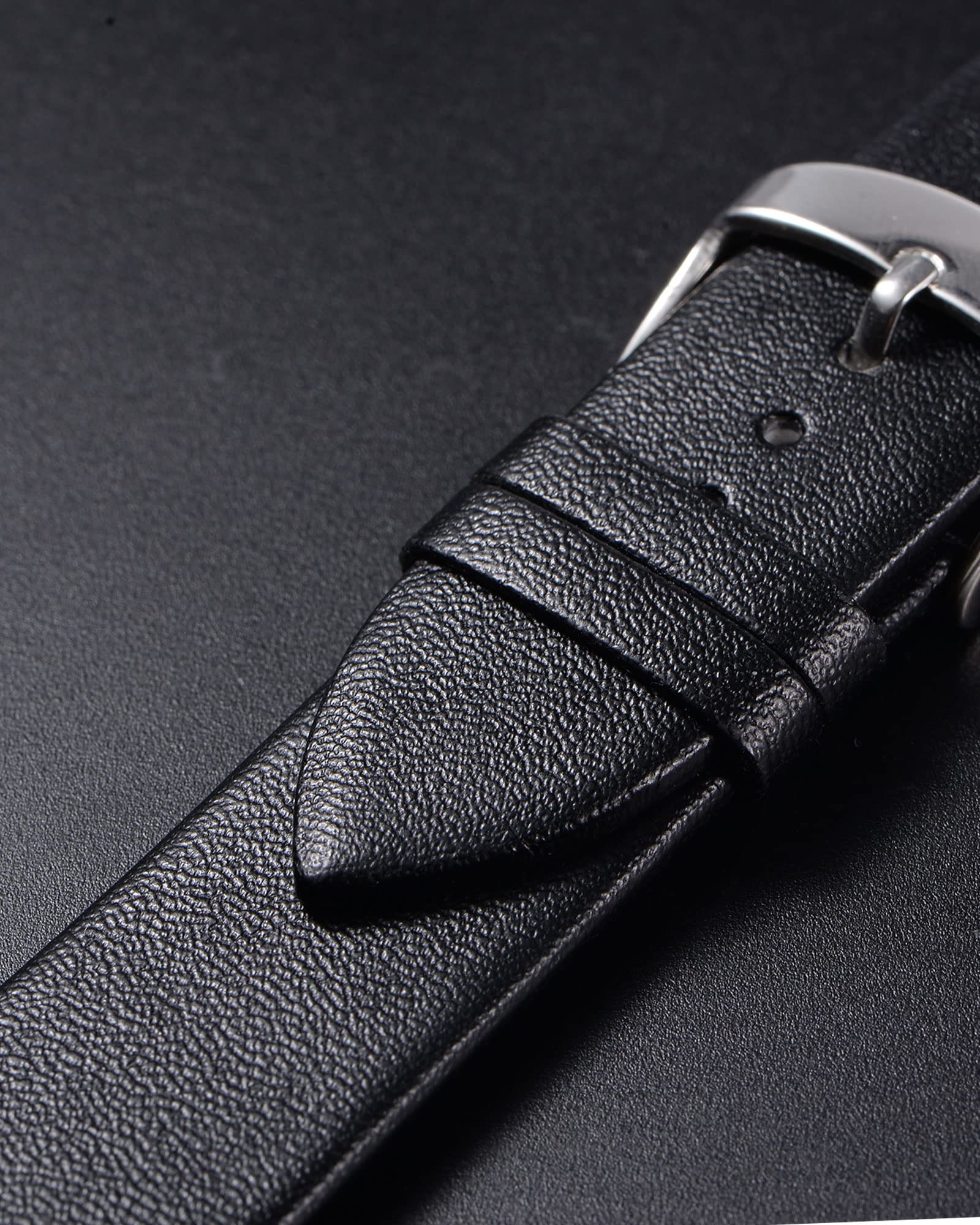 uxcell Black Genuine Leather Band 12mm Width, Flat Thin Elegant Leather Watch Strap for Women