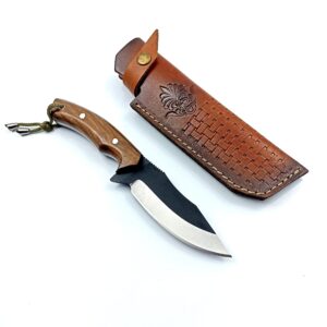 handmade steel hunting knife - leather knife sheath - tactical fixed blade bushcraft knife , knives men , survival knife , camping knife , full tang blade