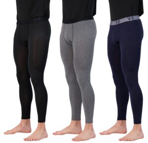 3 pack: men's big and tall heavy weight king size compression pants gym running skin tights leggings athletic workout cycling winter thermal cold base layer long johns rash guard - set 4, 5x tall