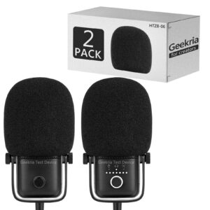 geekria for creators foam windscreen compatible with elgato wave:1, wave:3 microphone antipop foam cover, mic wind cover, sponge foam filter (black 2 pack)