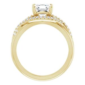 Handmade 18K Gold 1 CT Asscher Cut VVS1 Colorless Moissanite Engagement Rings for Women Bridal Set Moissanite Wedding Rings for Gifts (Yellow Gold, 8)