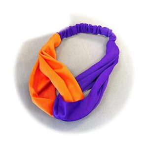 new purple orange colors double fabric connected stretchable elastic hair head band pendant charm for women tr-0647lp