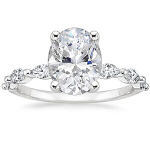 jeweleryium 5 ct oval cut colorless moissanite engagement ring, wedding/bridal ring set, solitaire halo style, solid sterling silver vintage antique anniversary bride jewelry, gift for women (7.5)