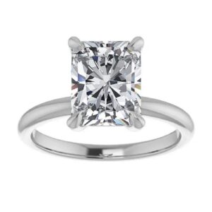 Solitaire Moissanite Engagement Ring Set, 2 CT Radiant Cut Moissanite Bridal Wedding Rings Set for Women, Anniversary/Propose Gifts for Her, VVS1 Colorless, 10K 14K 18K Solid White Gold