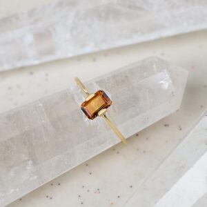 YoTreasure Natural Healing Stone Citrine Ring 14K Yellow Gold Women Jewelry