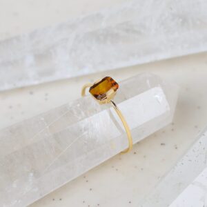 YoTreasure Natural Healing Stone Citrine Ring 14K Yellow Gold Women Jewelry