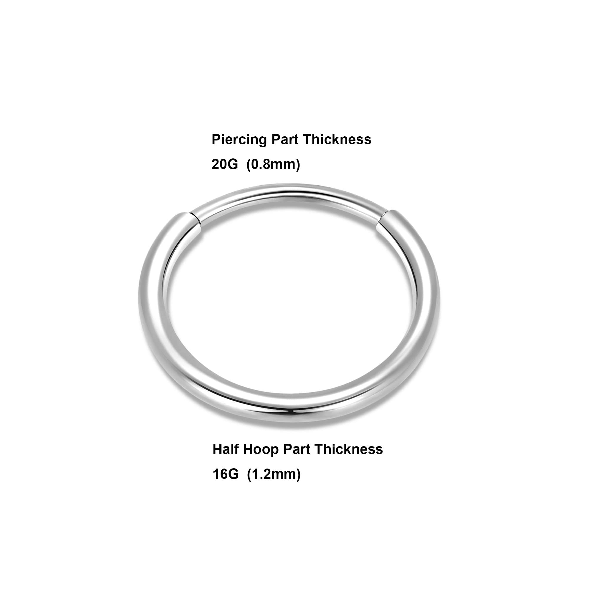 LovePiercing ASTM-F136 titanium earrings small hoop earrings for women septum rings nose rings 20G Silver(20G 14MM)