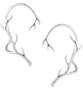 loremow ear clips earrings for women ear cuffs non piercing ear wrap branch leaf clip on cartilage helix earrings silver