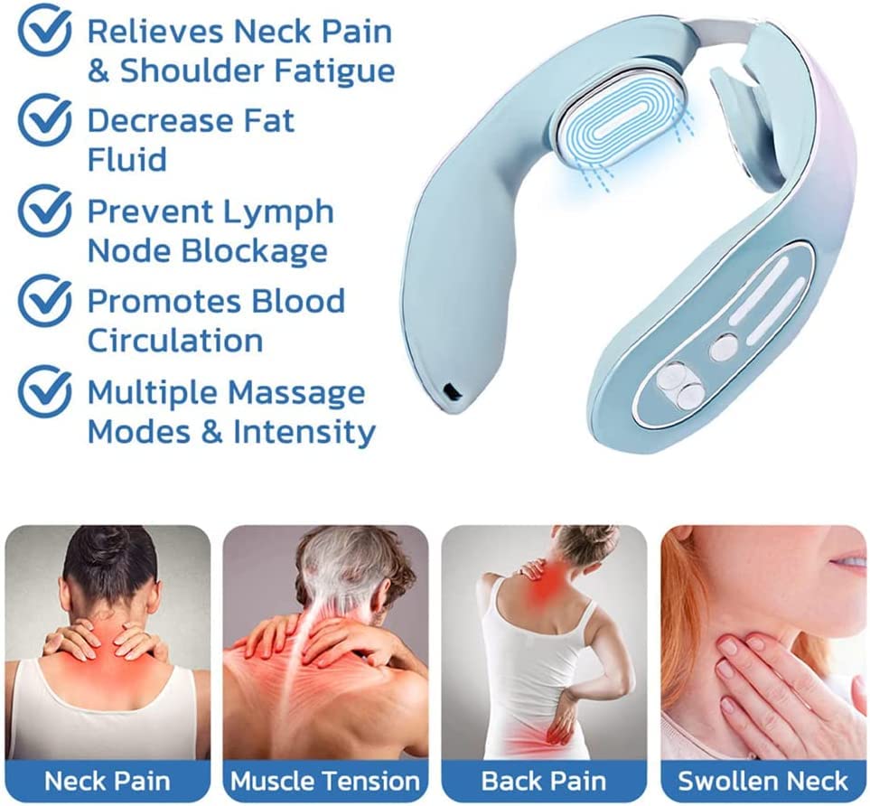 Neck Acupoints Lymphvity Massage Device for Women, Cordless Neck Massager for Pain Relief Portable Neck Relaxer, Lymphatic Drainage Machine with 12 Modes Christmas Mother's Day Father's Day Gifts