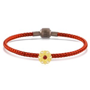 chow sang sang 999 24k solid gold mini charm om mani padme hum with red agate mini charm blessing bracelet for women and men 93485c