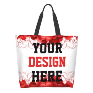 custom bag custom handmade totes with you text picture team logo women bags red white personalized shoulder bag