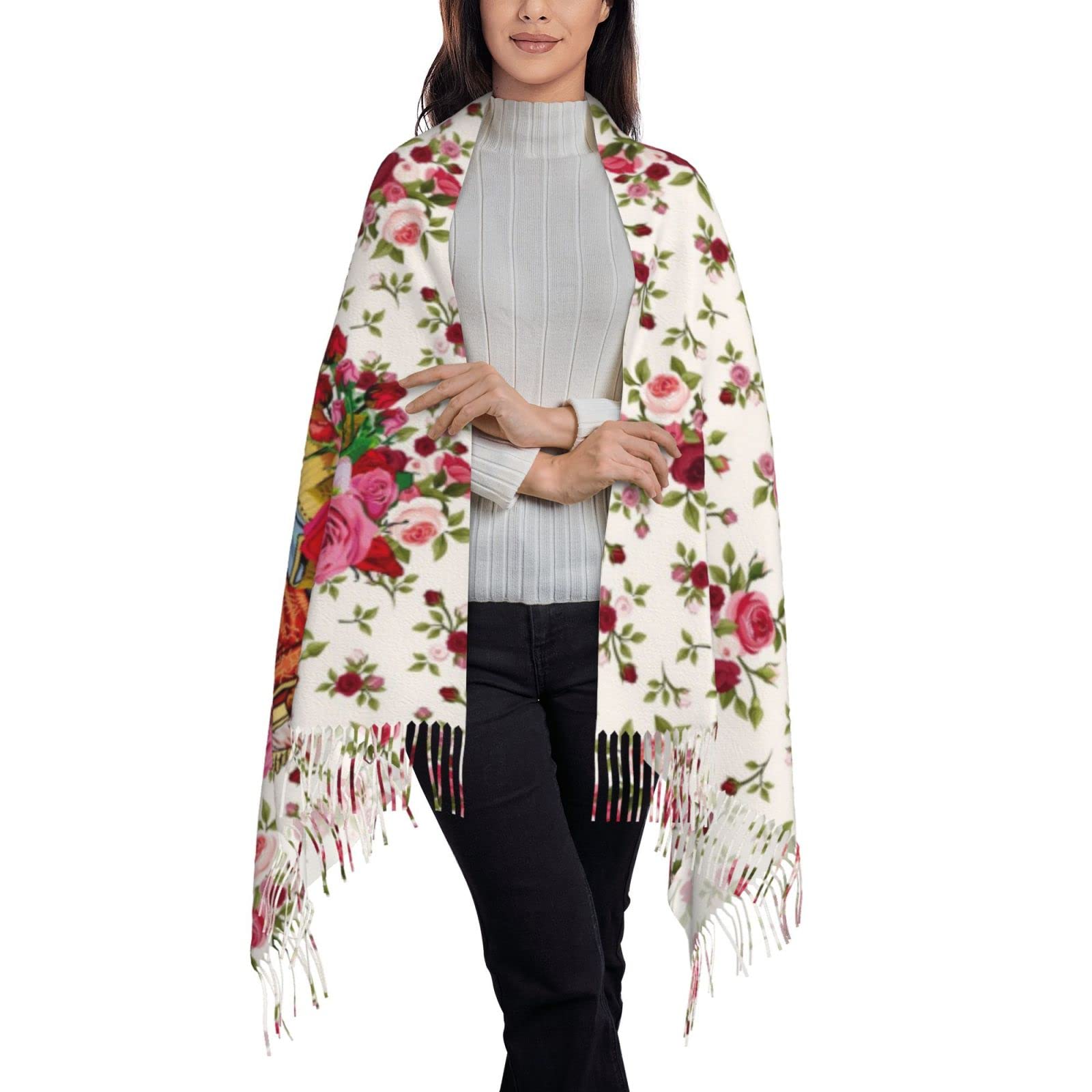 Puurbol Virgen de Guadalupe Women Blanket Scarf Shawls Virgin Mary Catholic Rose