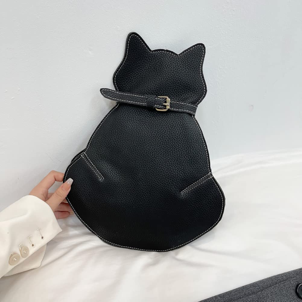 Leather Kitty Chest Bag for Women,Fashion Cat Men’s Sling Bag,Kawaii Crossbody Bag,Trendy Satchel Shoulder Bag,Cute Waist Bag (Black)