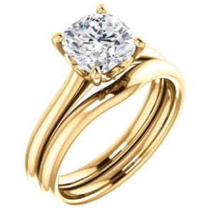 solitaire moissanite engagement ring set, 3 ct cushion cut moissanite bridal wedding rings set for women, anniversary propose gifts her, vvs1 colorless, 925 silver, 10k 14k 18k solid gold (925 silver (yellow gold plated))