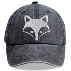 fox gifts for men women, funny animal foxes hat, 3d embroidered adjustable baseball cap for wildlife zookeeper camper hunting farm animal lover