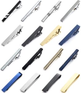 wainis 16 pcs tie bar clip, tie tack pins tie clips for men father's day silver necktie bar pinch clip set metal clasps business professional fashion designs