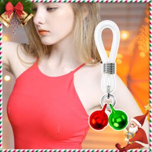 Melighting Christmas Nipple Rings Fake Nipple Piercing Jewelry with Bell Adjustable Non-Piercing Nipple Piercing for Women Faux Nipple Jewelry