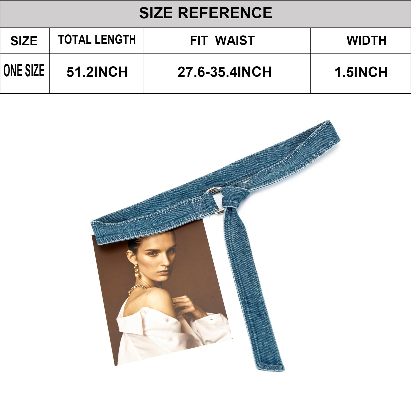 ILuvatar Women's Denim Waist Belt Blue Jean Waist Rope Tiny Belt for Pants Dress Jeans Metal buckle cotton belt