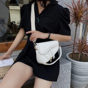 JBB Women Saddle Shoulder Bag Clutch Purse Small Crossbody Bag Satchel Bags Handbag PU Leather White