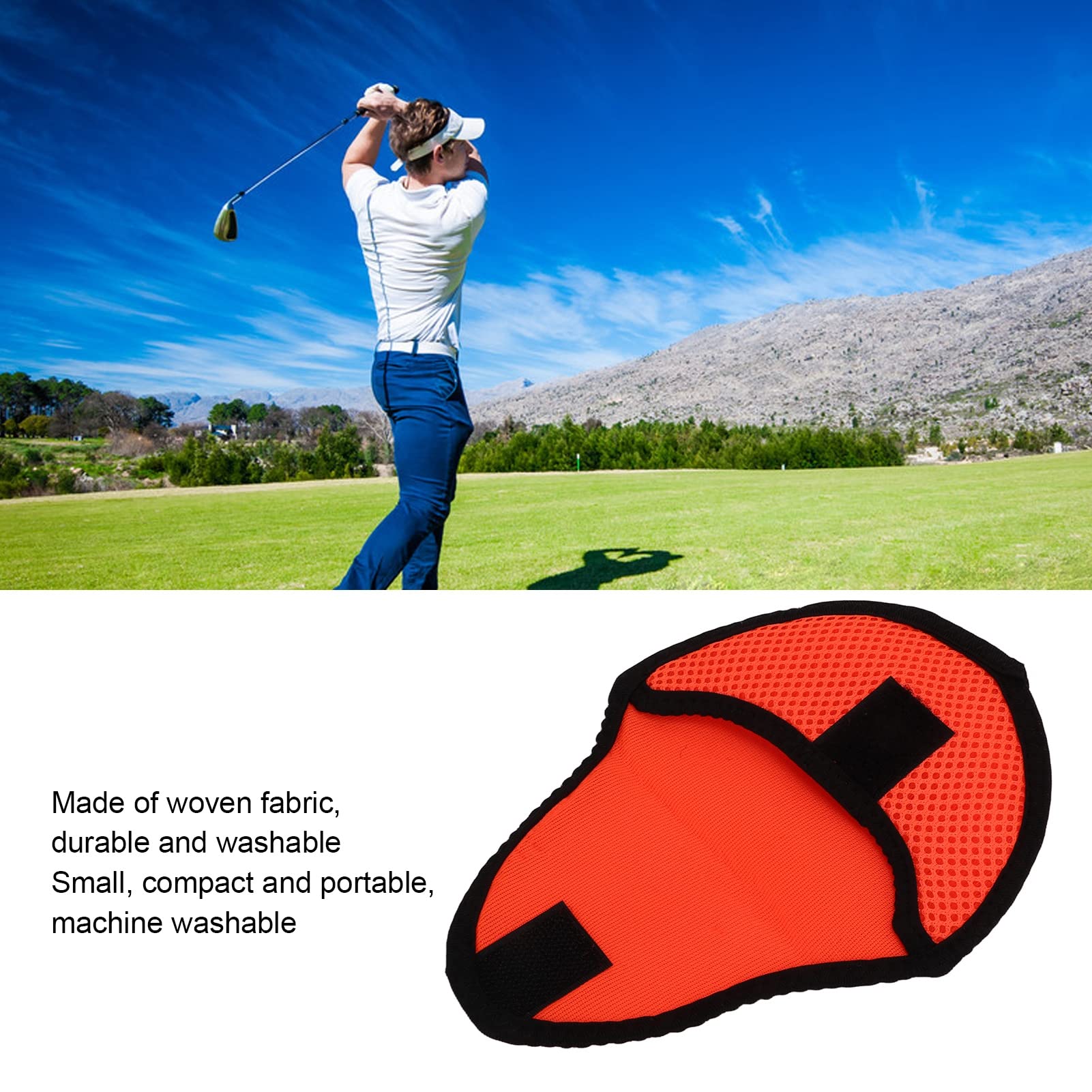 Golf Head Cover Protector Bag, Portable Washable Mallet Putter Protector Bag Woven Durable with Fastening Tape for Protecting Club(Orange)