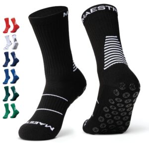 maestro grip socks – anti-slip socks for men and women – soccer, football, basketball, hockey non-slip socks (as1, alpha, s, regular, regular, black)