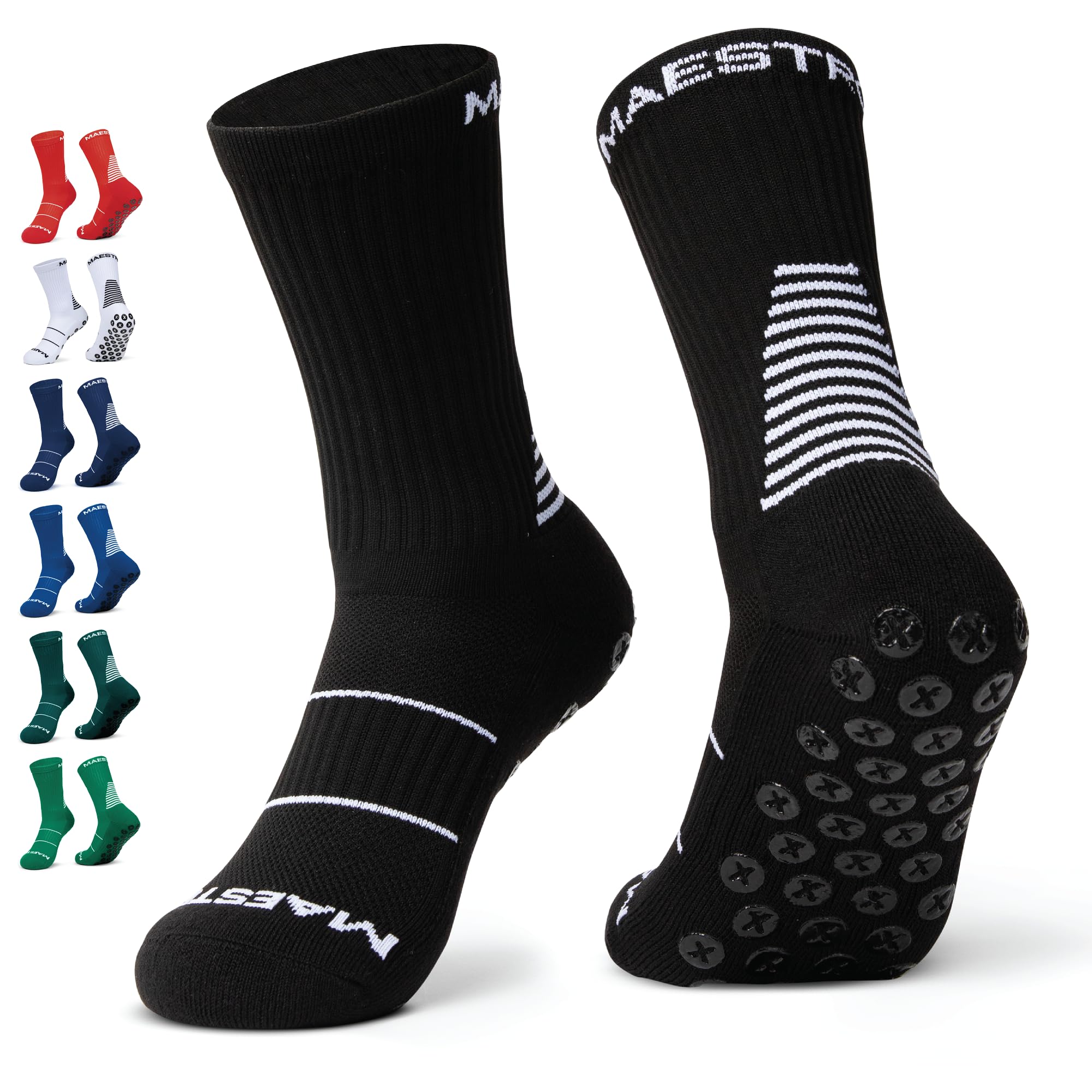 Maestro Grip Socks – Anti-Slip Socks for Men and Women – Soccer, Football, Basketball, Hockey Non-Slip Socks (as1, alpha, s, regular, regular, Black)