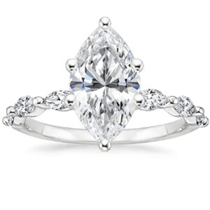 jeweleryium 5 ct marquise cut colorless moissanite engagement ring, wedding/bridal ring set, solitaire halo style, solid sterling silver vintage antique anniversary bridal jewelry, diamond ring (8)