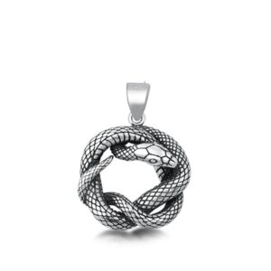 sterling silver classic coiled snake medallion pendant serpent viper charm 925