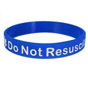 10mm width silicone medical awareness alert dnr do not resuscitate emergency bangle bracelet (blue)