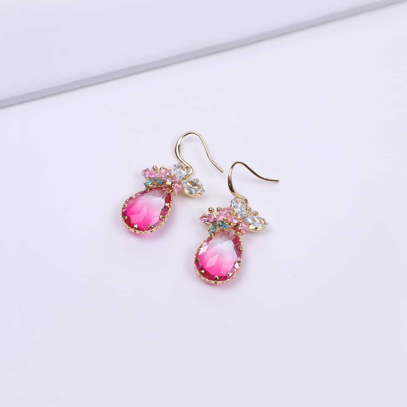 JA.S.JR Crystal Teardrop Earrings CZ Butterfly Earrings Gold Dangle Earrings Jewelry Gift for Women