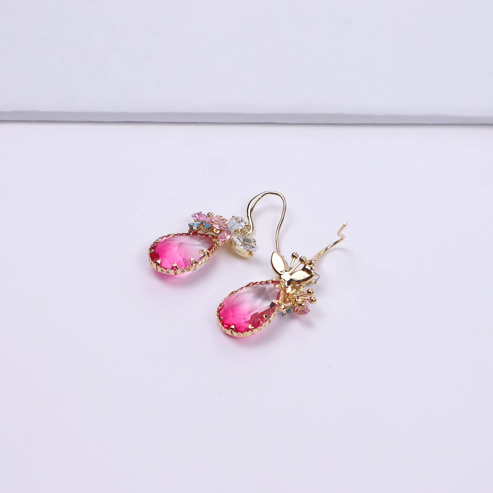 JA.S.JR Crystal Teardrop Earrings CZ Butterfly Earrings Gold Dangle Earrings Jewelry Gift for Women