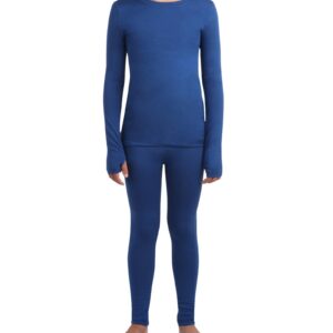 Eddie Bauer Thermal Underwear For Kids - 2 Piece Performance Base Layer Underwear Set For Boys and Girls (5-16), Size 10-12, Nautical Blue