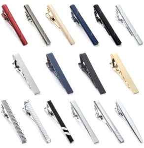 svovin 16pcs tie bar clip tie tack pins tie clips for men father's day gift silver black red blue gold necktie bar pinch clip set metal clasps business professional fashion designs