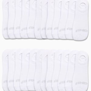 AND1 Men's Socks - Lightweight Performance No Show Liner Socks (24 Pack), Size 6-12.5, White