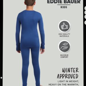 Eddie Bauer Thermal Underwear For Kids - 2 Piece Performance Base Layer Underwear Set For Boys and Girls (5-16), Size 10-12, Nautical Blue