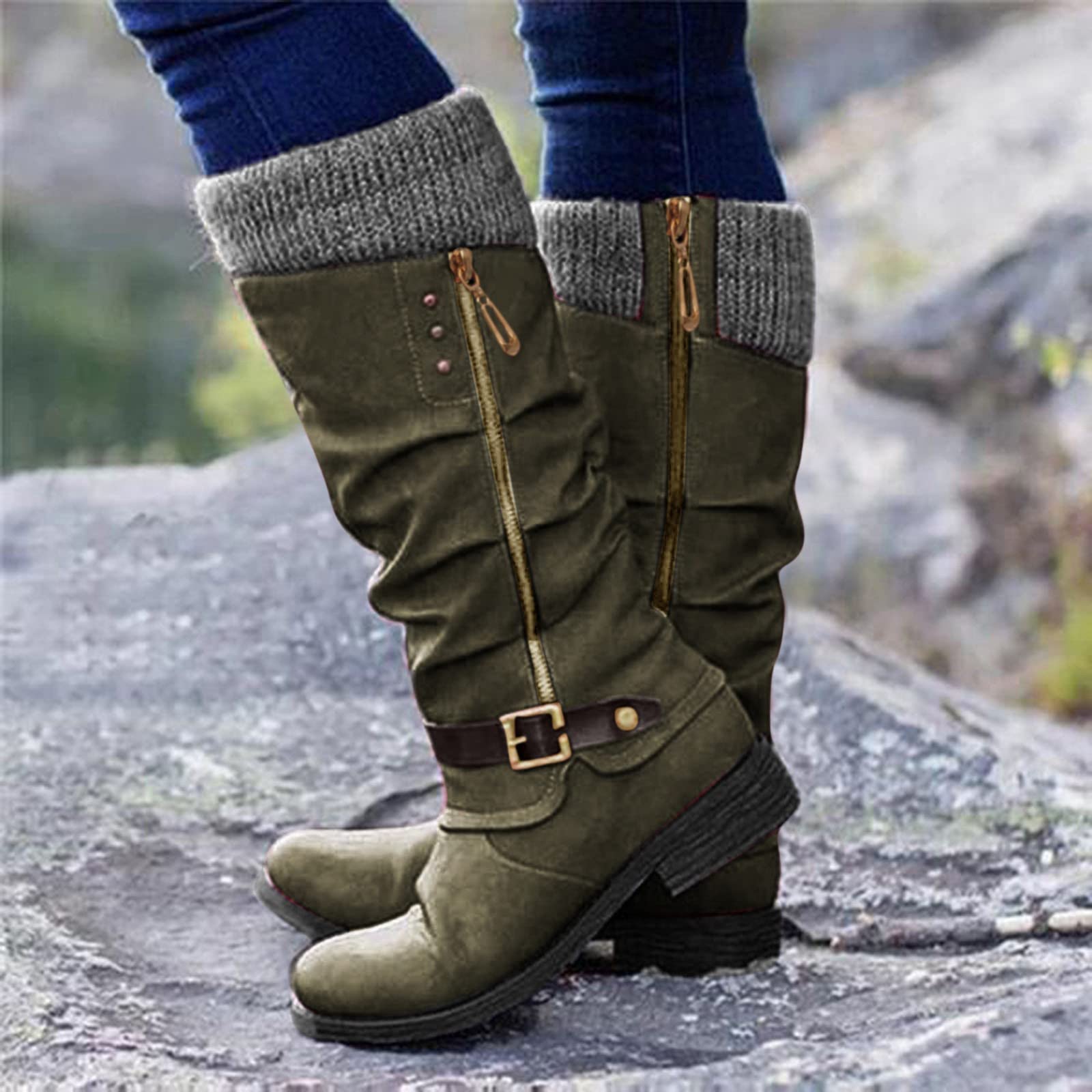 Womens Sandals, Winter Boots for Women Women's Fashion Boots Zipper Back Shoes Summer Sneakers Wedding Winter Boots Over The Knee Boots for Women