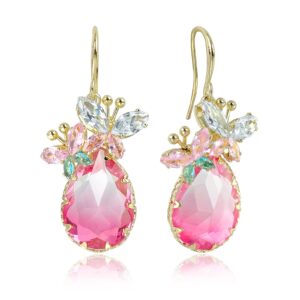 ja.s.jr crystal teardrop earrings cz butterfly earrings gold dangle earrings jewelry gift for women