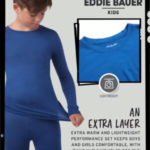 Eddie Bauer Thermal Underwear For Kids - 2 Piece Performance Base Layer Underwear Set For Boys and Girls (5-16), Size 10-12, Nautical Blue