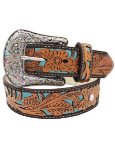 topacc western belts for woman cowgirl brown turquoise cowboy belt bling floral rodeo belt for jeans gilrs country concert outfit