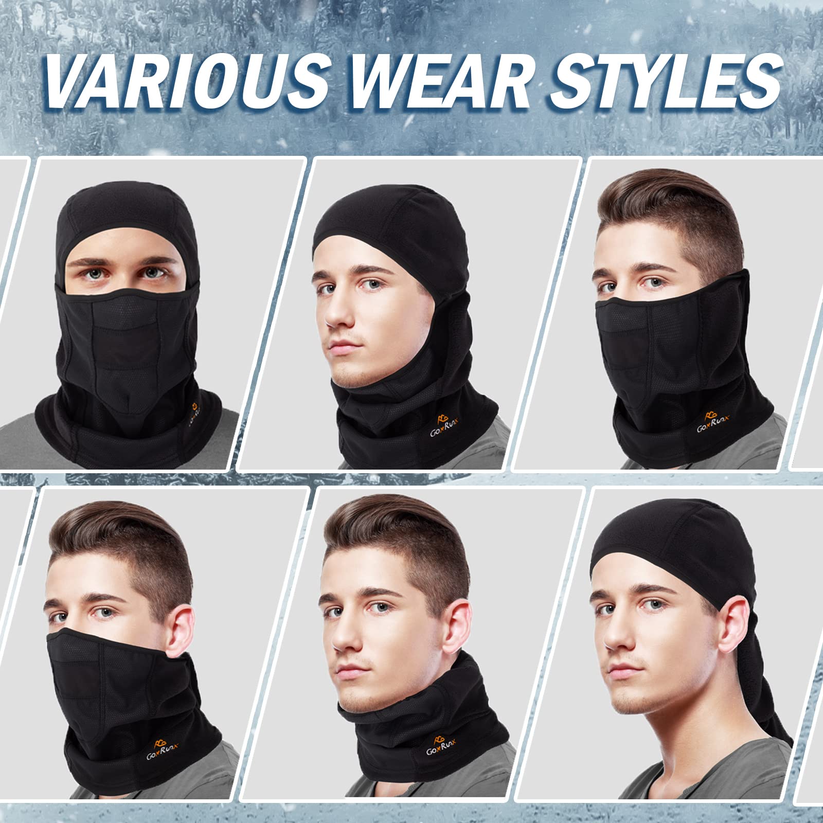 GoxRunx Balaclava Ski Mask-Winter Fleece Face Mask for Men & Women-Warm,Breathable,Windproof Gear for Skiing & Motorcycling Black, Black