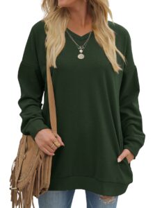 ofeefan sweatshirts for women plus size long sleeve thermal green tunic tops 3xl