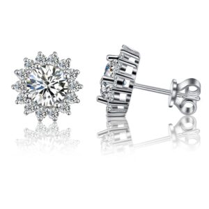 zyi moissanite stud earrings sunflower earrings for women men gifts lab created moissanite diamond earrings d color vvs1 sterling silver sensitive ears hypoallergenic earrings