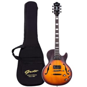 grote lpf-002 semi-hollow body electric guitar matte finished with gigbag (vs)