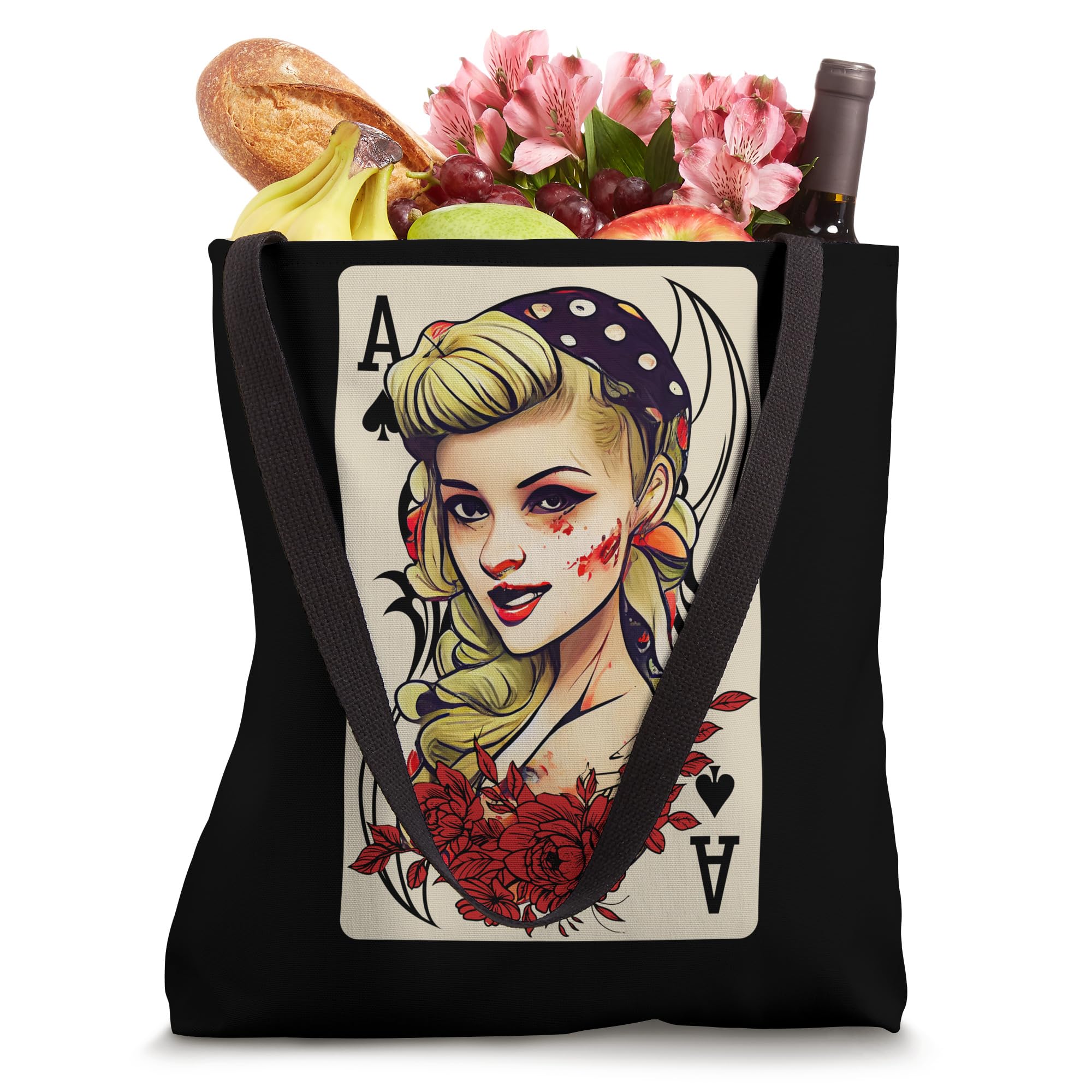 Rockabilly 50s Pin Up Zombie Psychobilly Ace Card Tote Bag